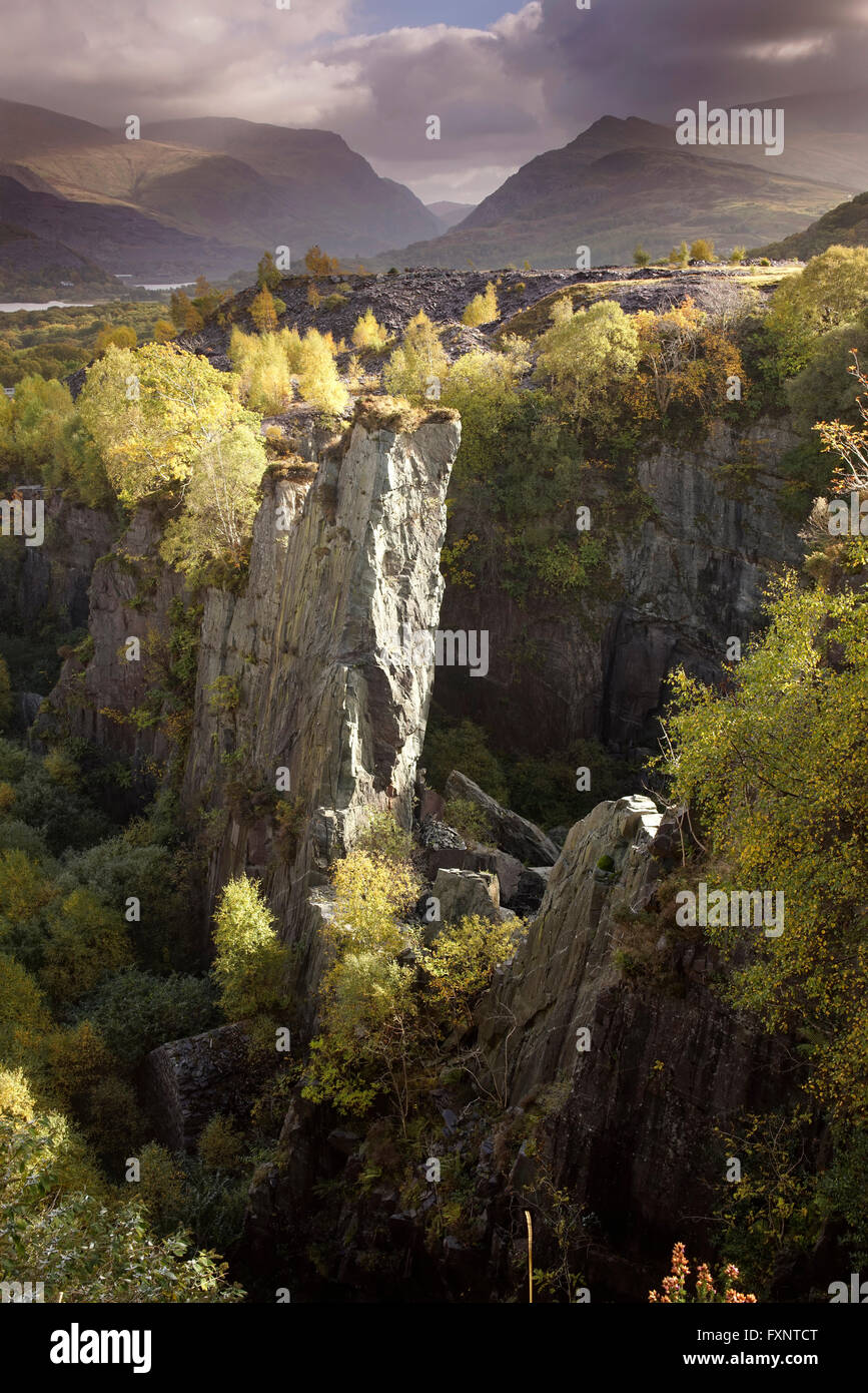 A dramatic view of Snowdon and the Llanberis Pass viewed from above ...