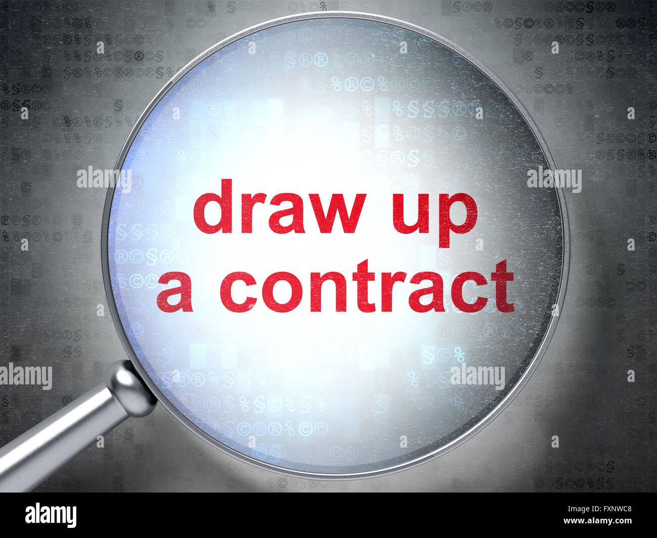 Law concept: Draw up A contract with optical glass Stock Photo - Alamy