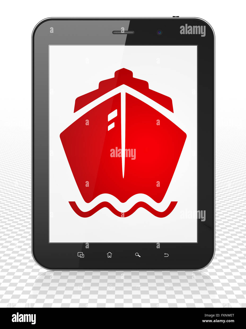 Travel concept: Tablet Pc Computer with Ship on display Stock Photo - Alamy