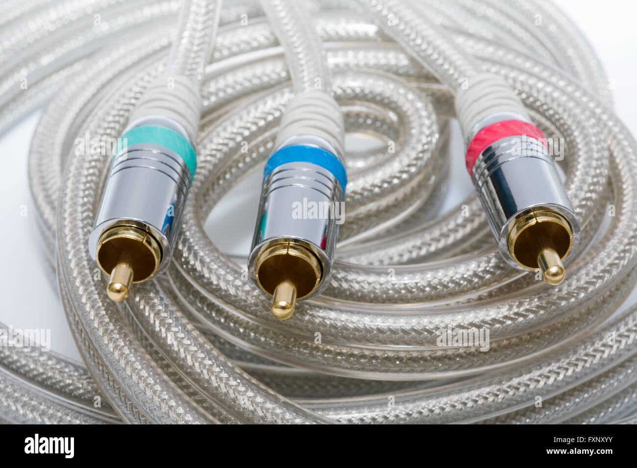 component video cable with a gold covering Stock Photo - Alamy