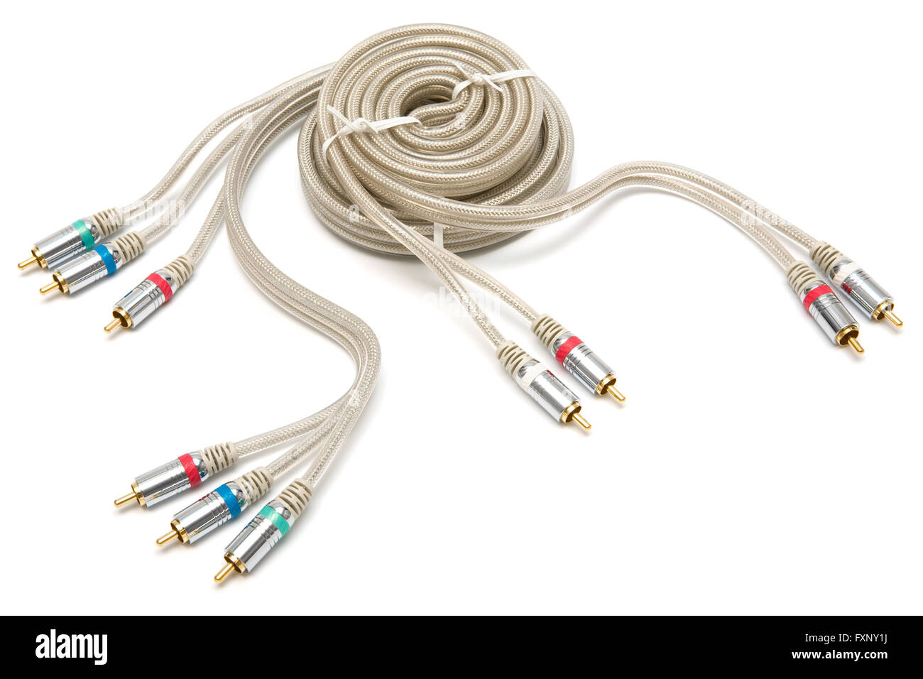 component video and audio cable with a gold covering Stock Photo - Alamy
