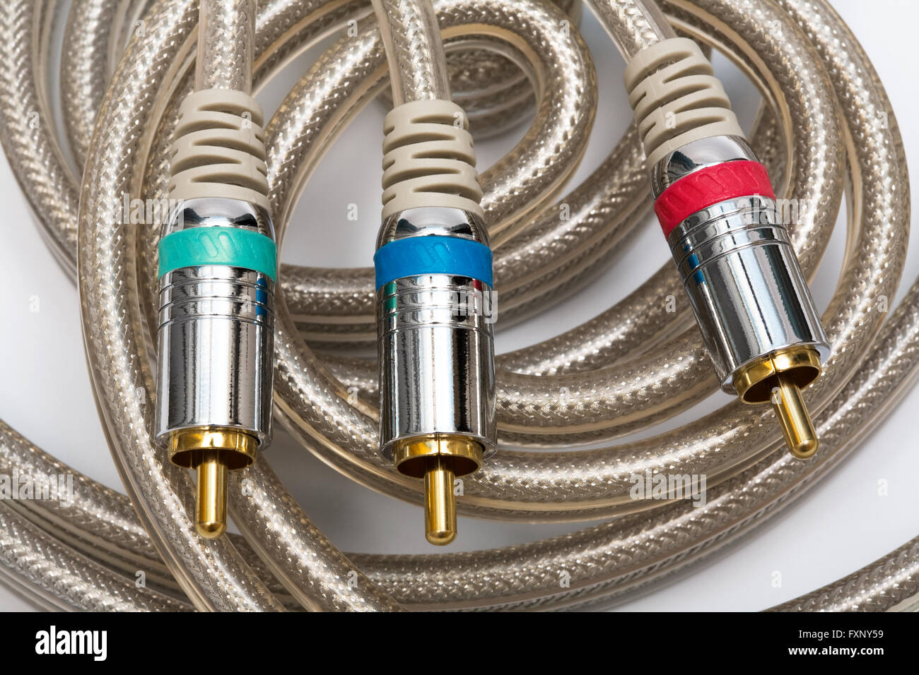 component video cable with a gold covering Stock Photo - Alamy