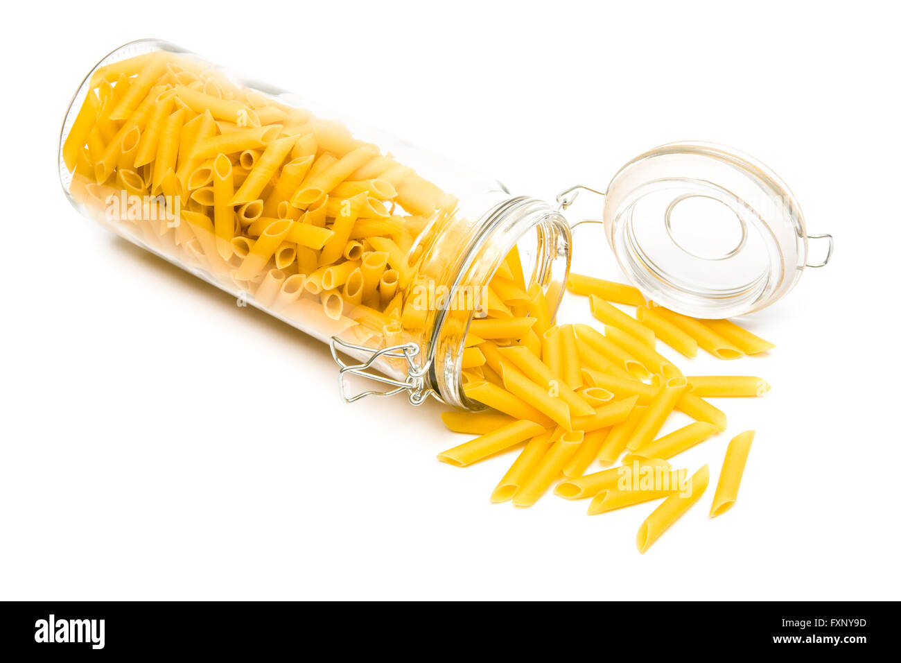 pasta in glass can on a white background Stock Photo - Alamy
