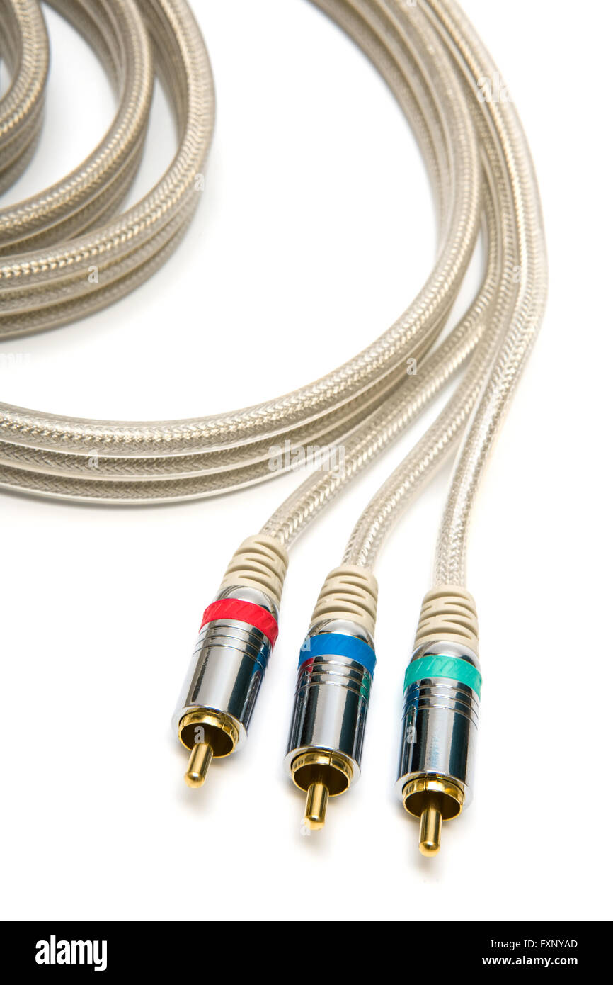 component video cable on a white background Stock Photo - Alamy