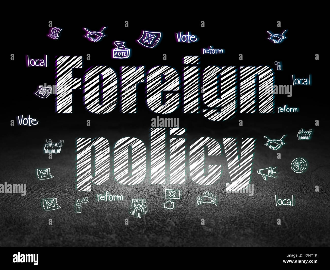 Political concept: Foreign Policy in grunge dark room Stock Photo - Alamy