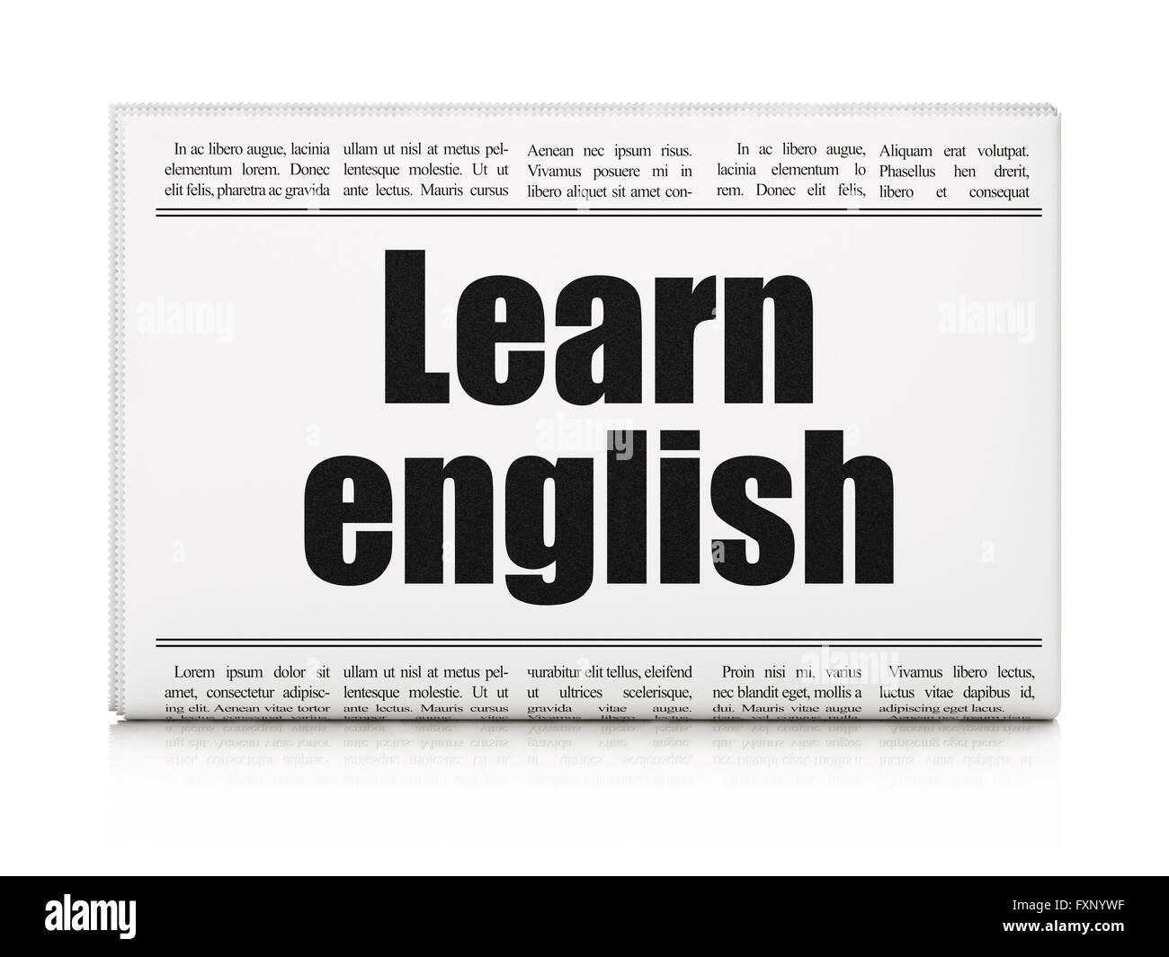 Learning concept: newspaper headline Learn English Stock Photo - Alamy