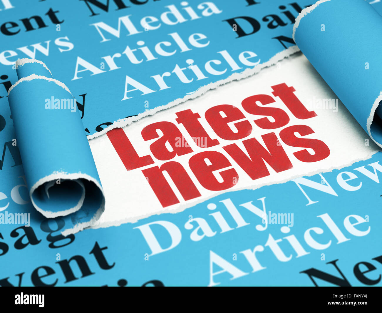 News concept: red text Latest News under the piece of torn paper Stock ...