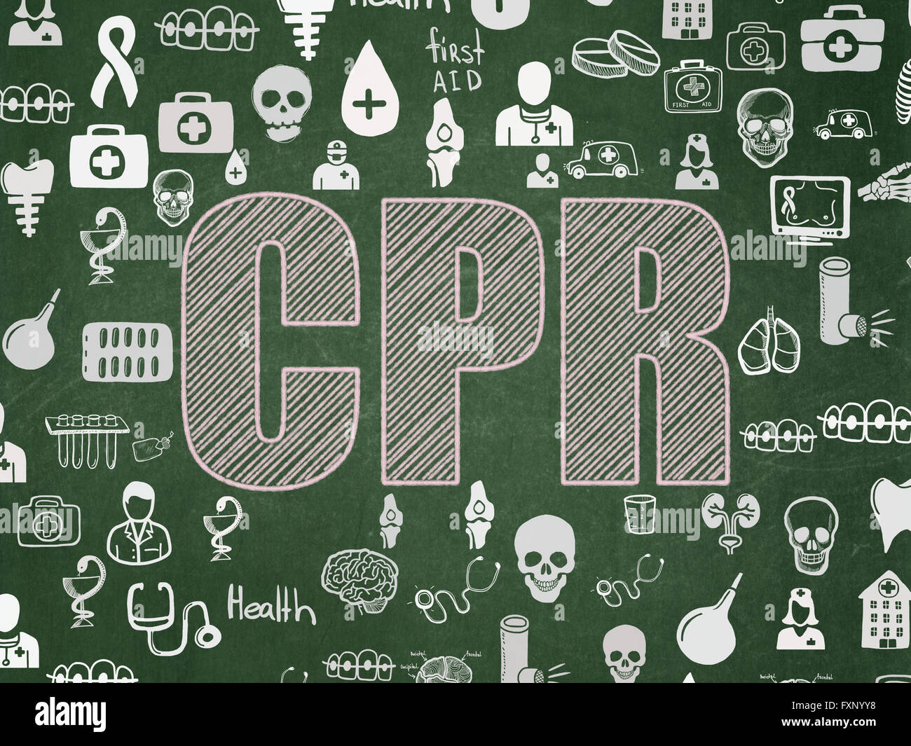 Medicine concept: CPR on School board background Stock Photo - Alamy