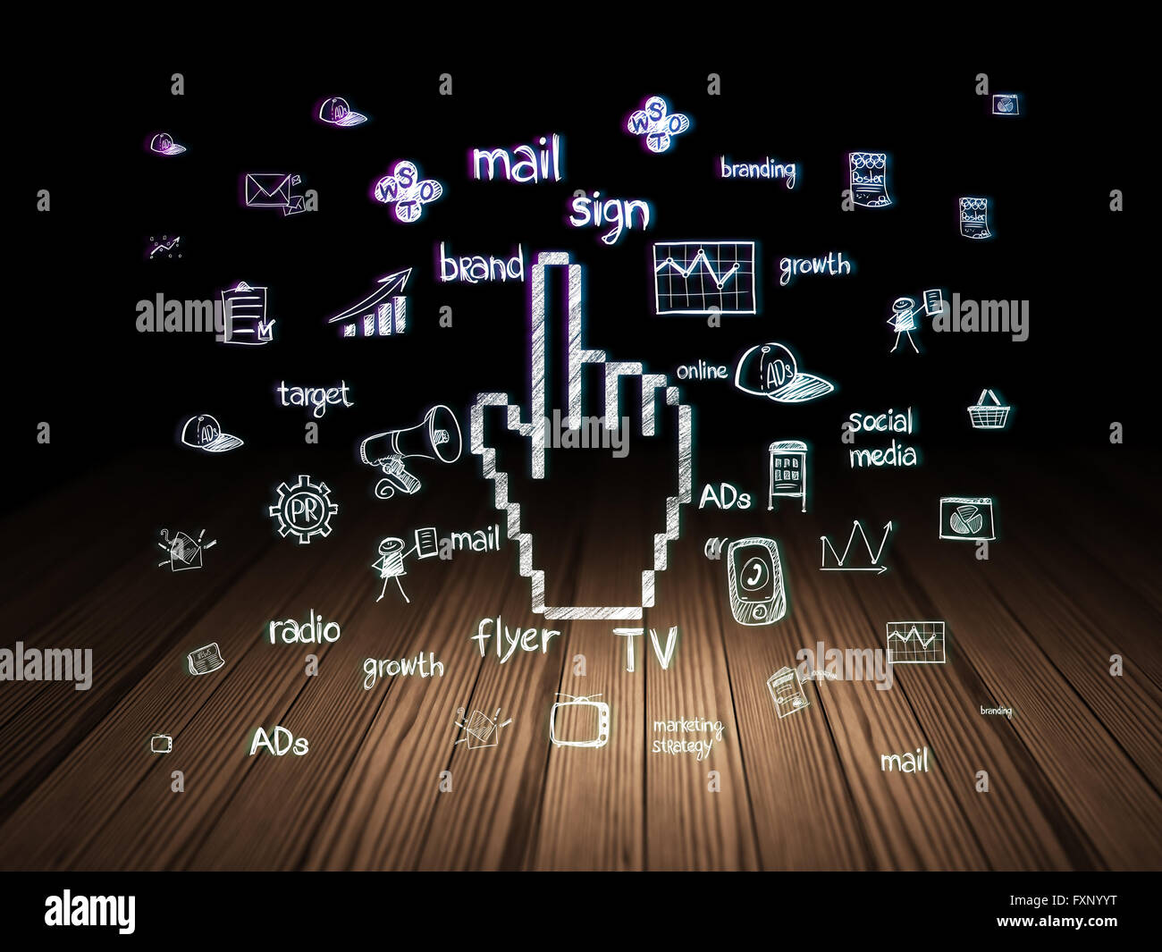Advertising concept: Mouse Cursor in grunge dark room Stock Photo - Alamy