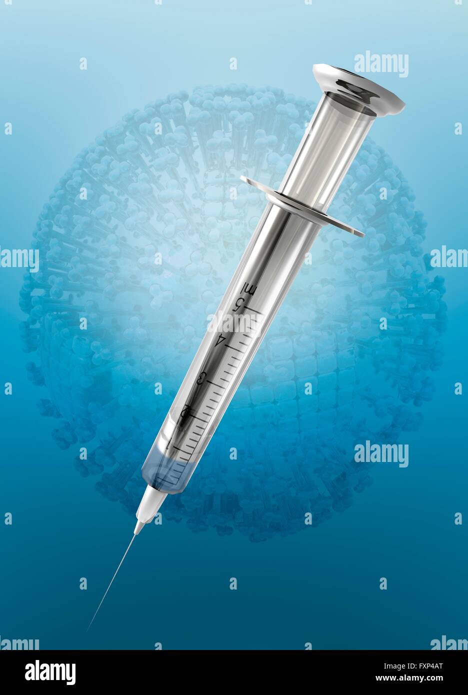Syringe and virus, computer illustration Stock Photo - Alamy