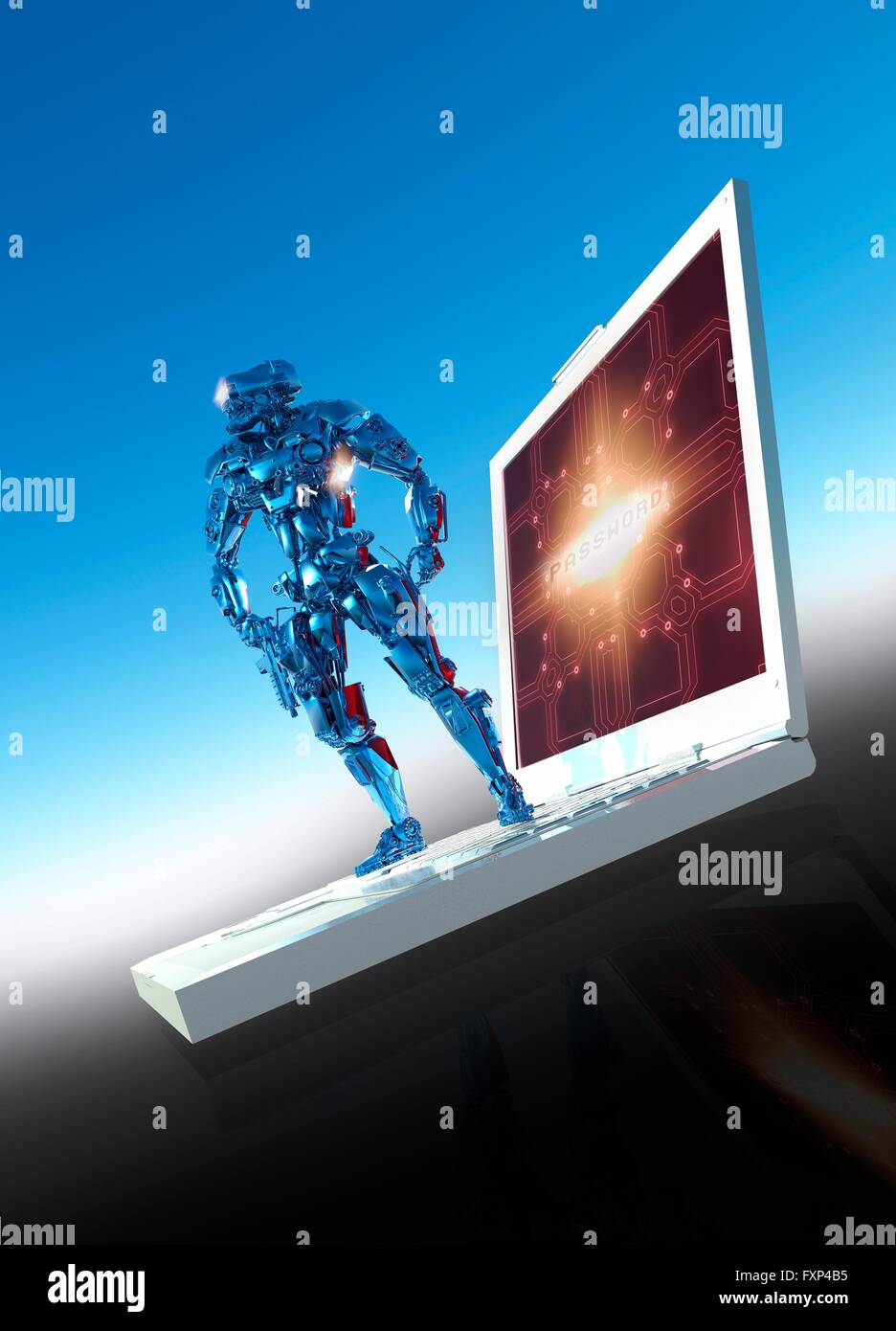 Android and laptop, computer illustration Stock Photo - Alamy