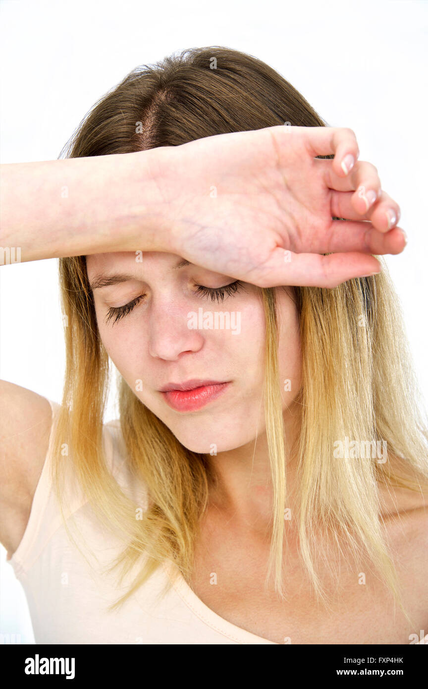 MODEL RELEASED. Young woman with a headache Stock Photo - Alamy