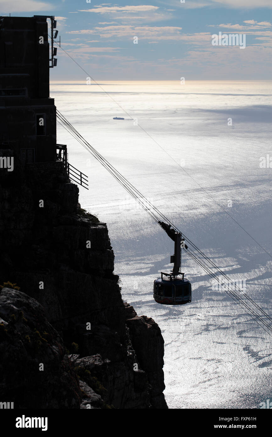 Upper cableway station with Table Bay in the background, Table Mountain ...