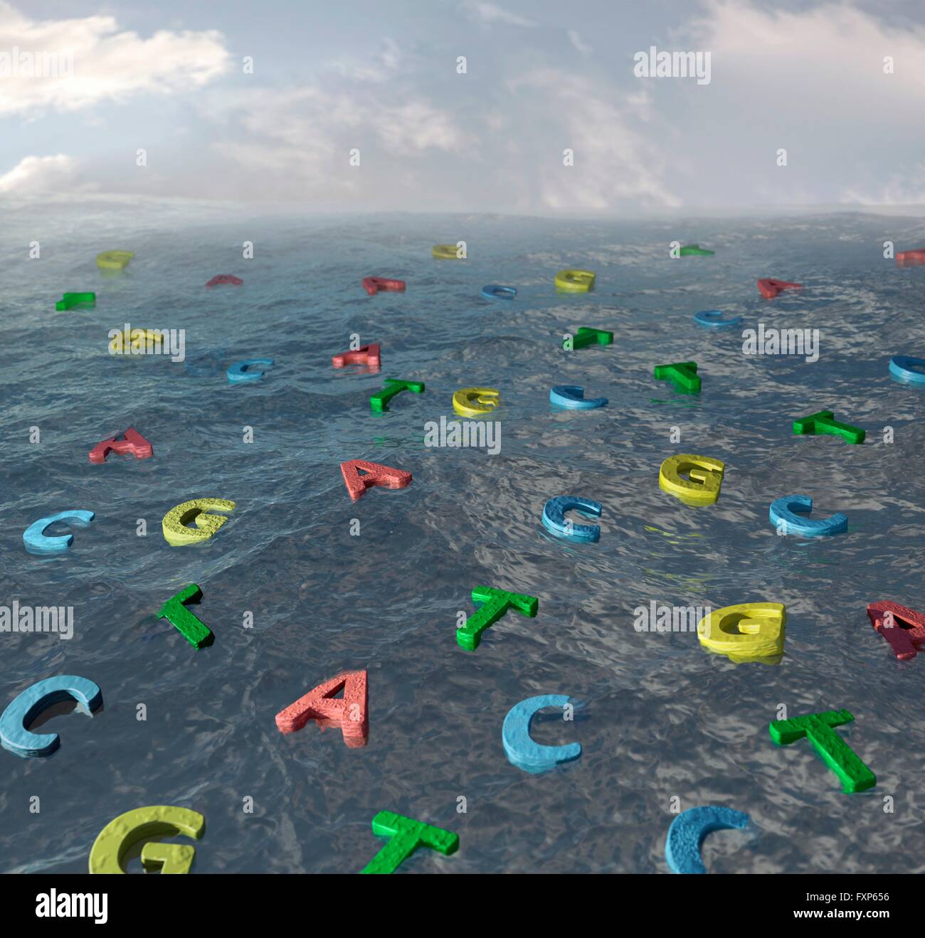 Alphabet of creation, conceptual illustration. Letters representing the ...