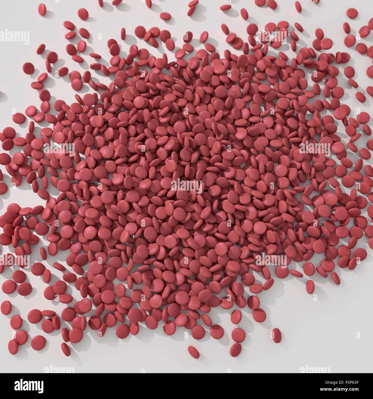 Illustration of hundreds of tablets, resembling red blood cells ...