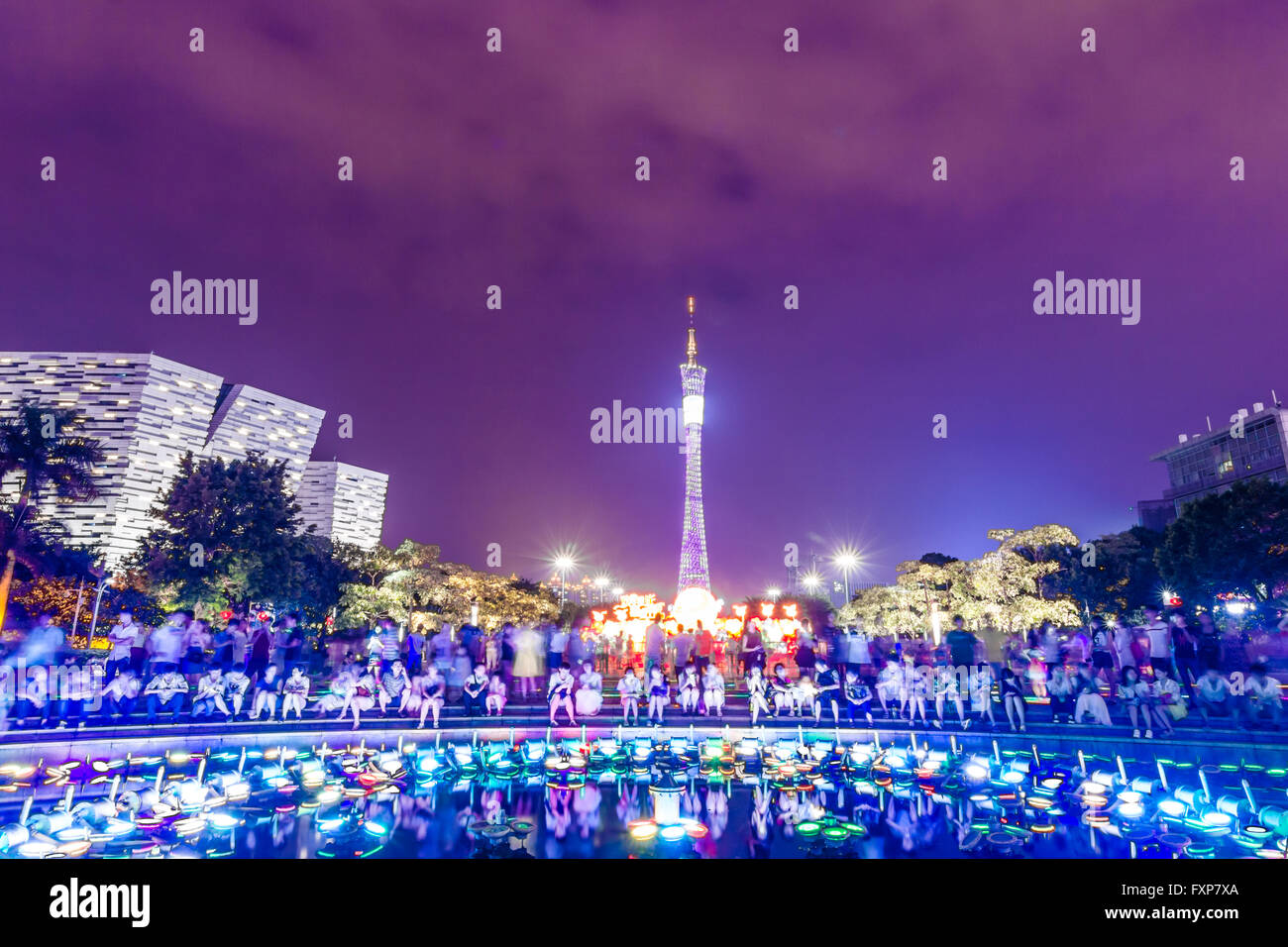 Huacheng square night Stock Photo - Alamy