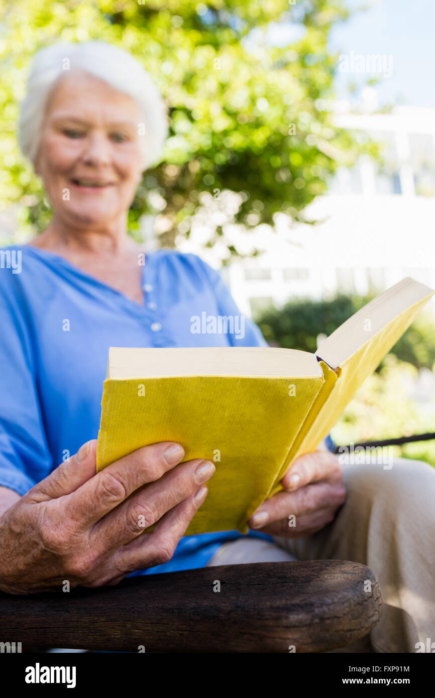 A senior woman is reading a book Stock Photo - Alamy