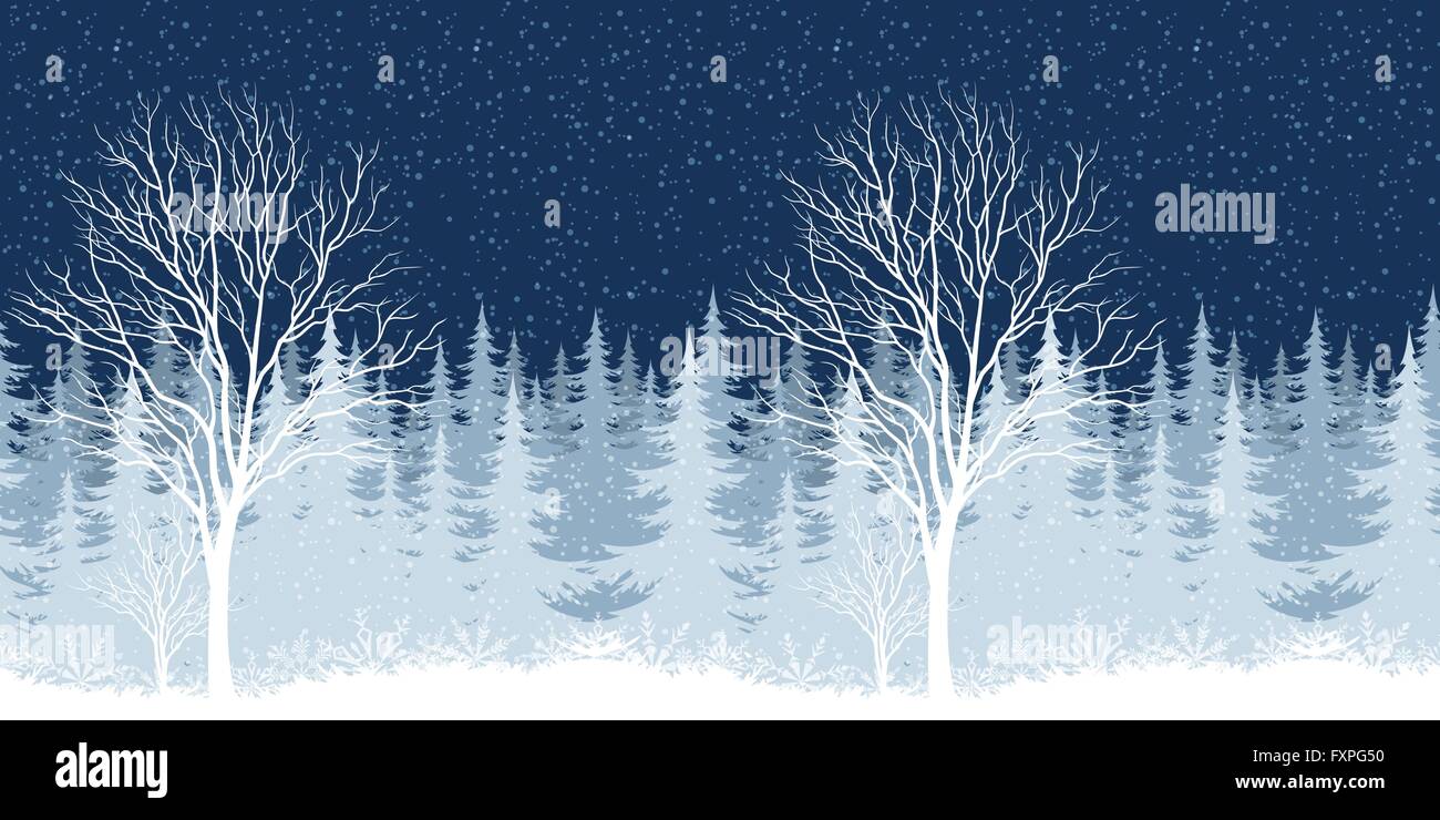 Winter Christmas landscape with tree Stock Vector Image & Art - Alamy
