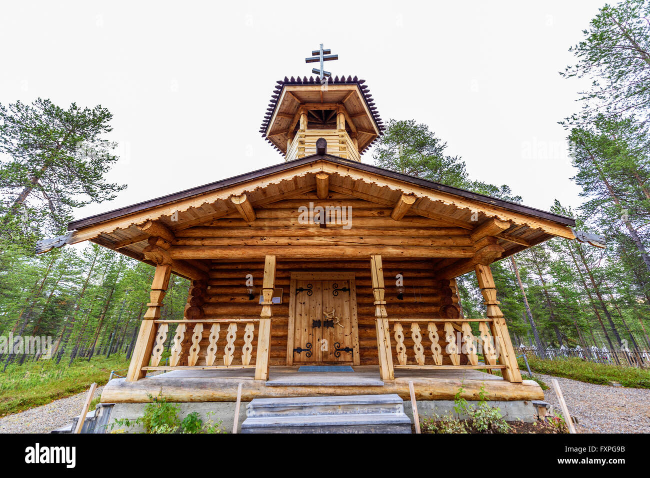 The iconic wooden church of Nellim Stock Photo - Alamy