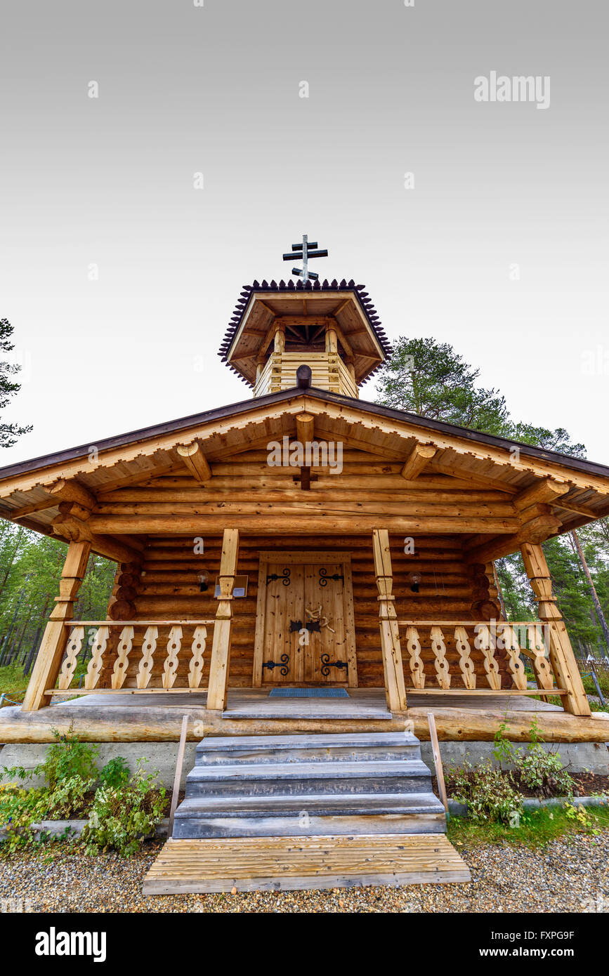 The iconic wooden church of Nellim Stock Photo - Alamy