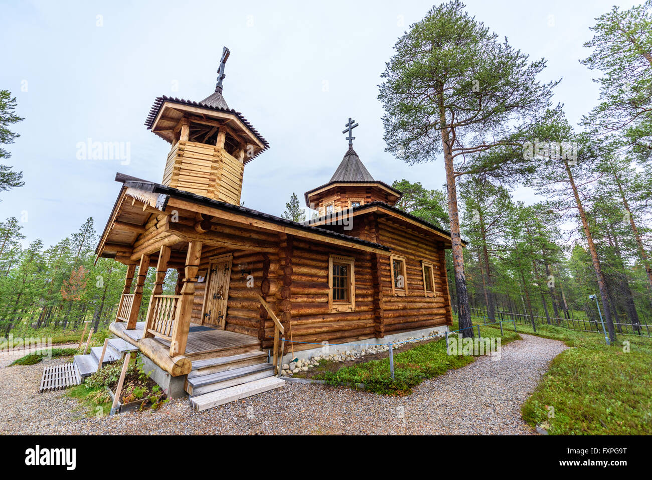 The iconic wooden church of Nellim Stock Photo - Alamy