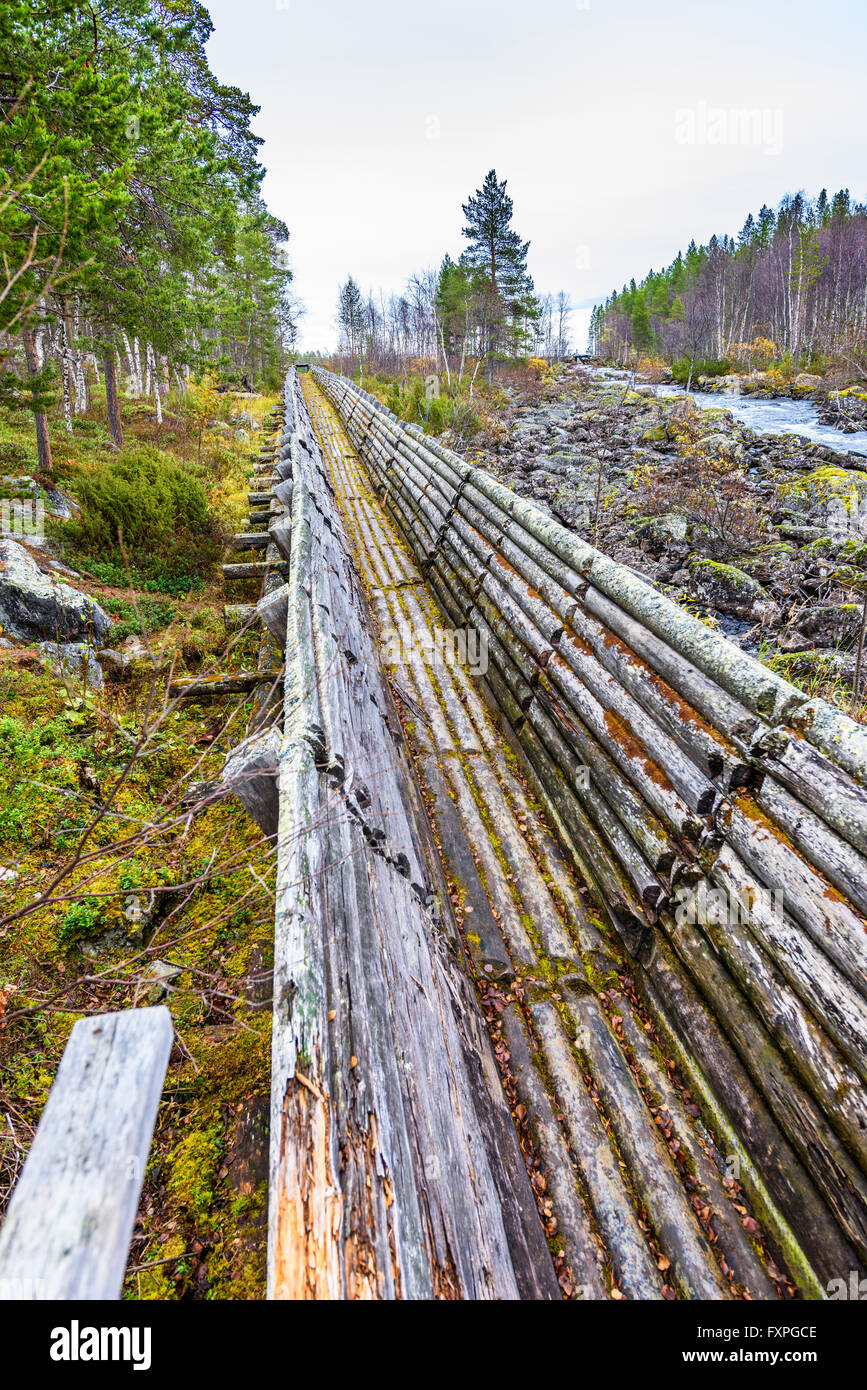 The old log flume used to transport logs from the upper lake to the ...