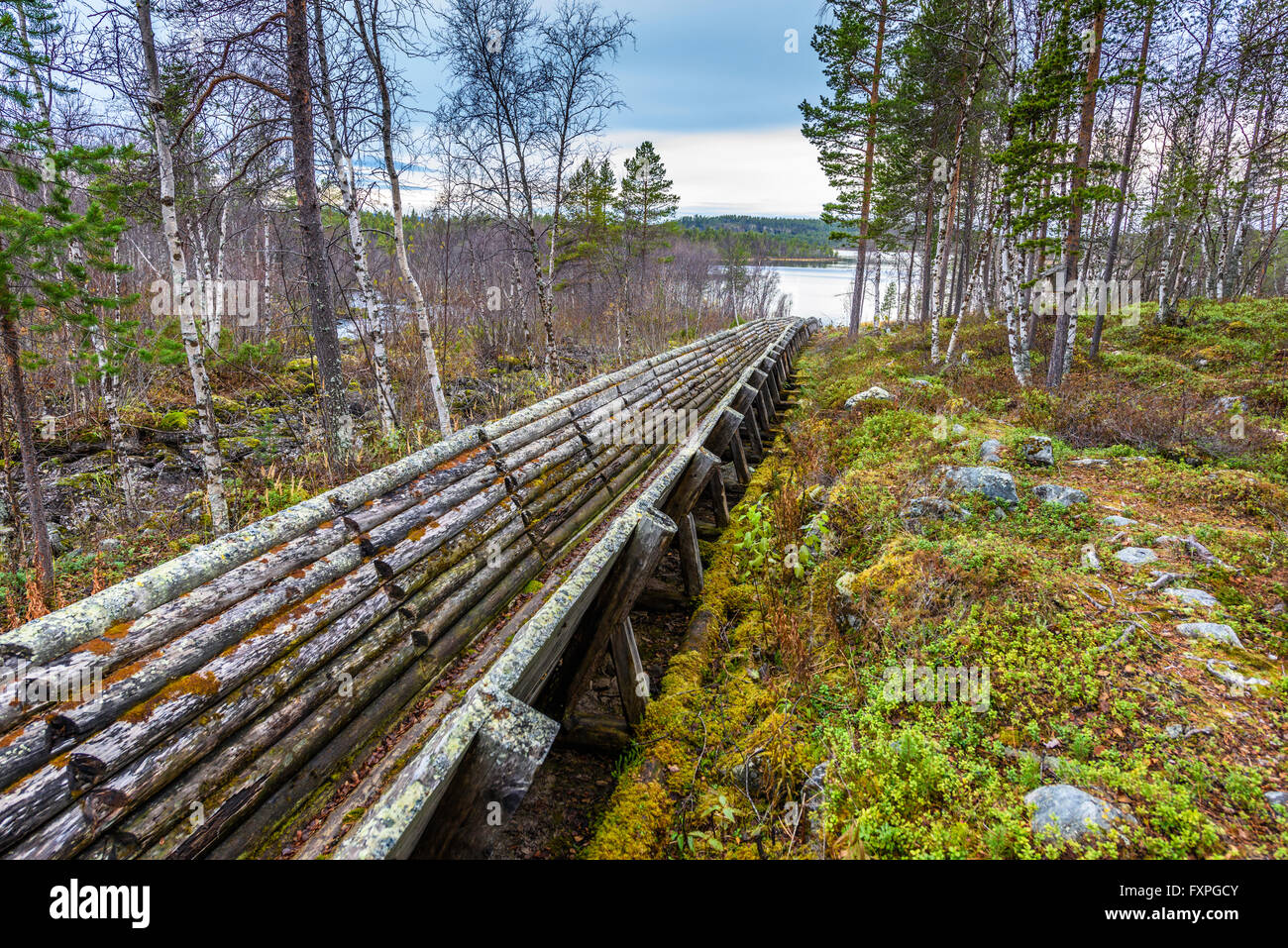 The old log flume used to transport logs from the upper lake to the ...