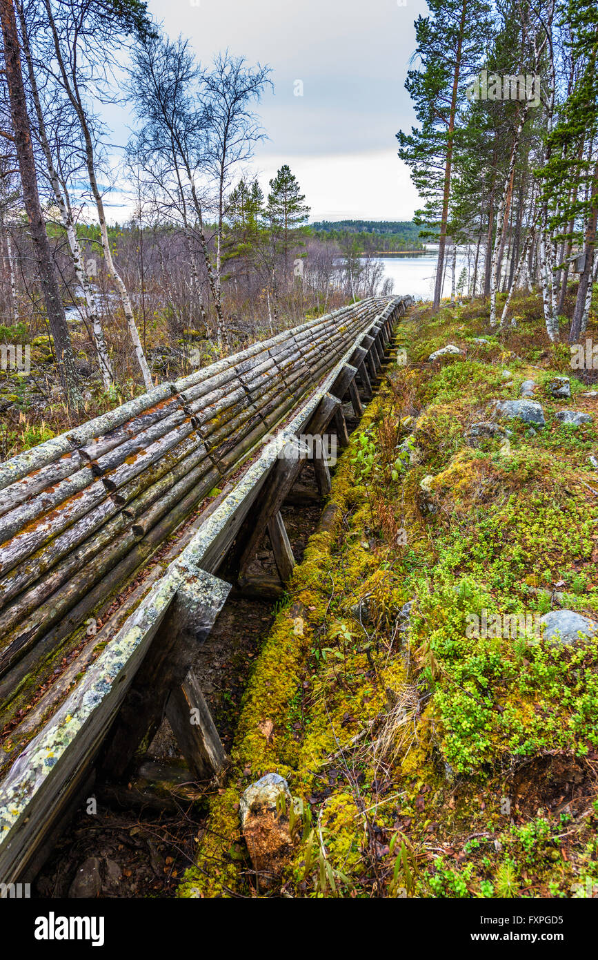 The old log flume used to transport logs from the upper lake to the ...
