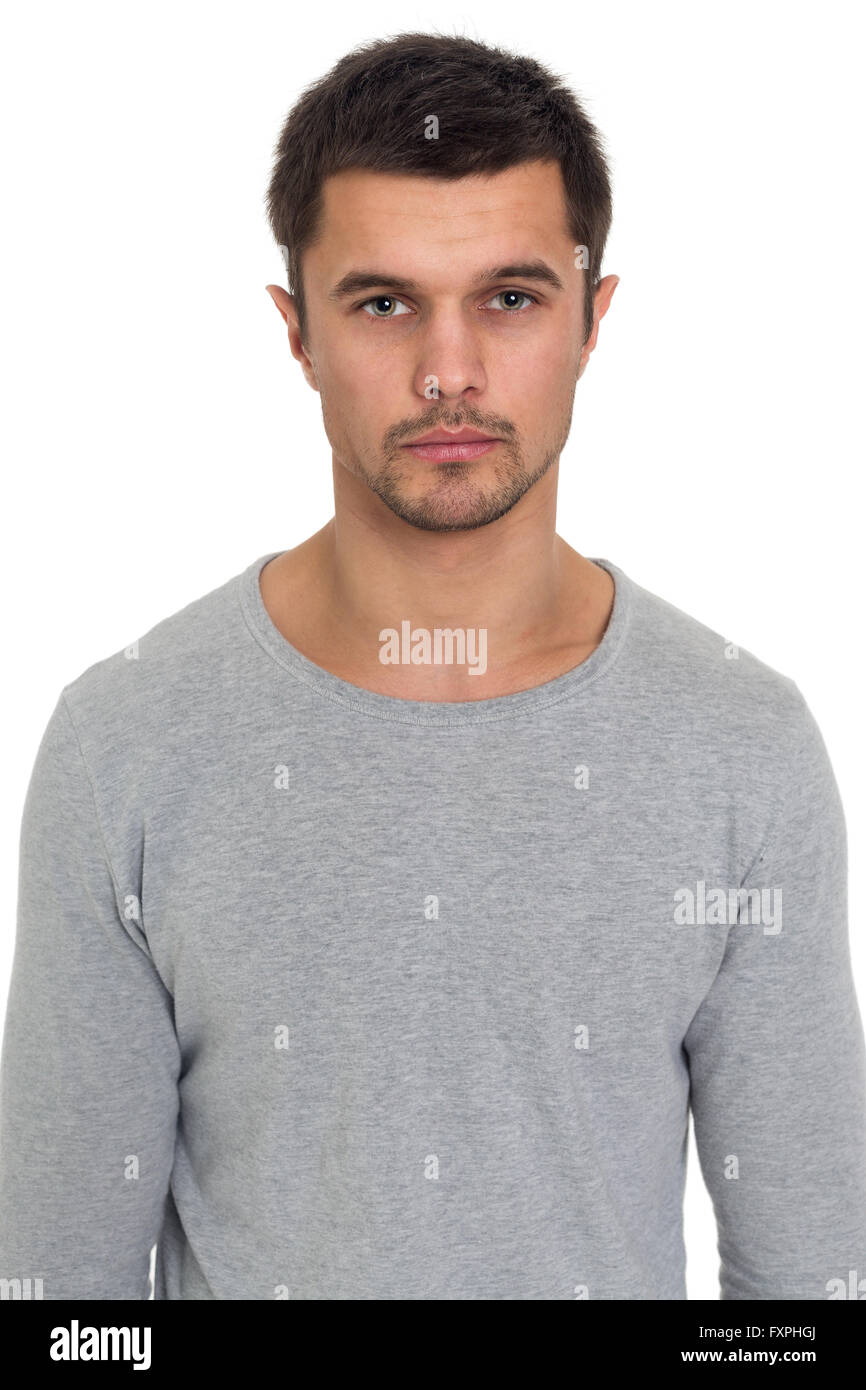 Portrait of a serious young man, isolated on white Stock Photo - Alamy