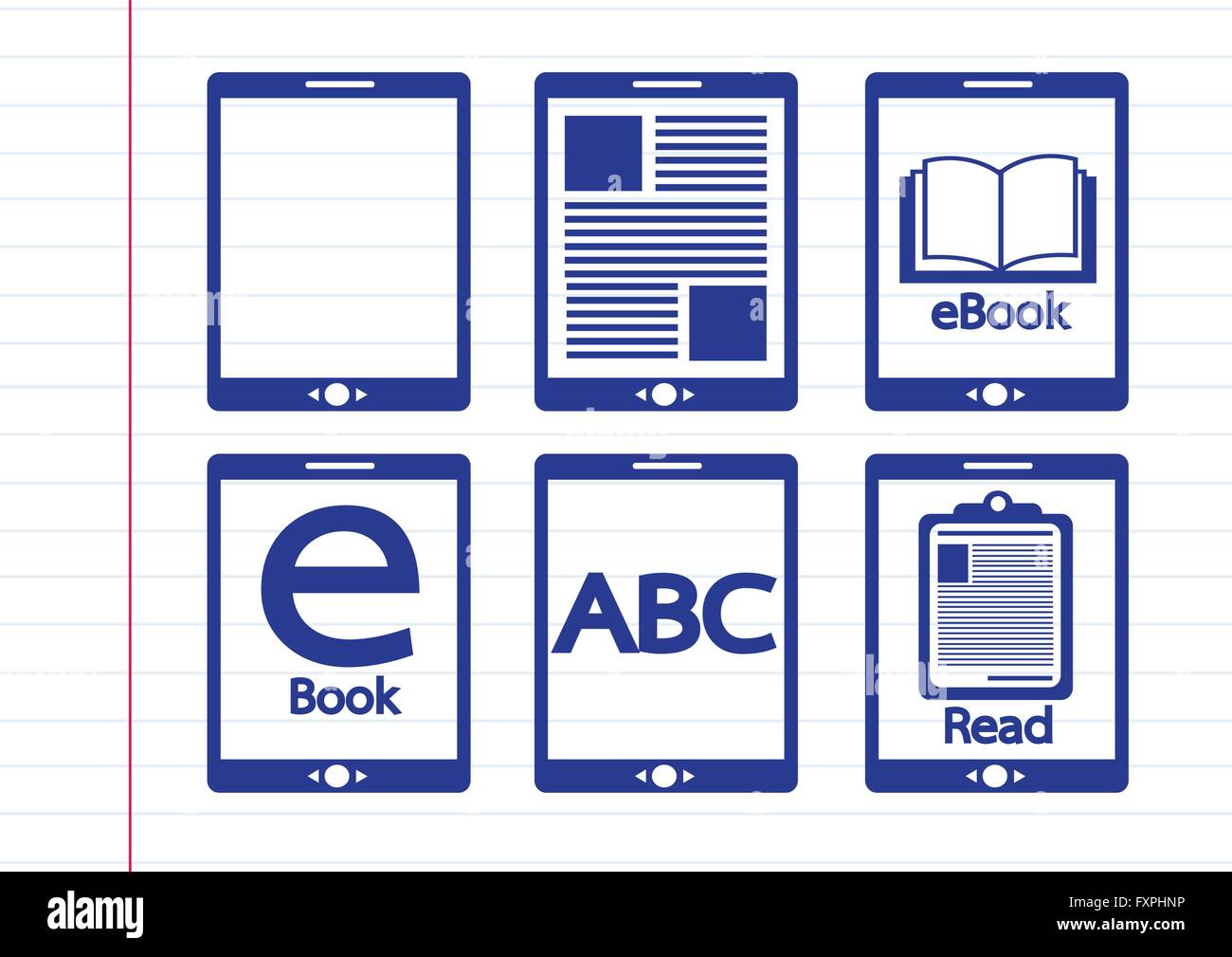 E-book reader and e-reader icons set Stock Vector Image & Art - Alamy