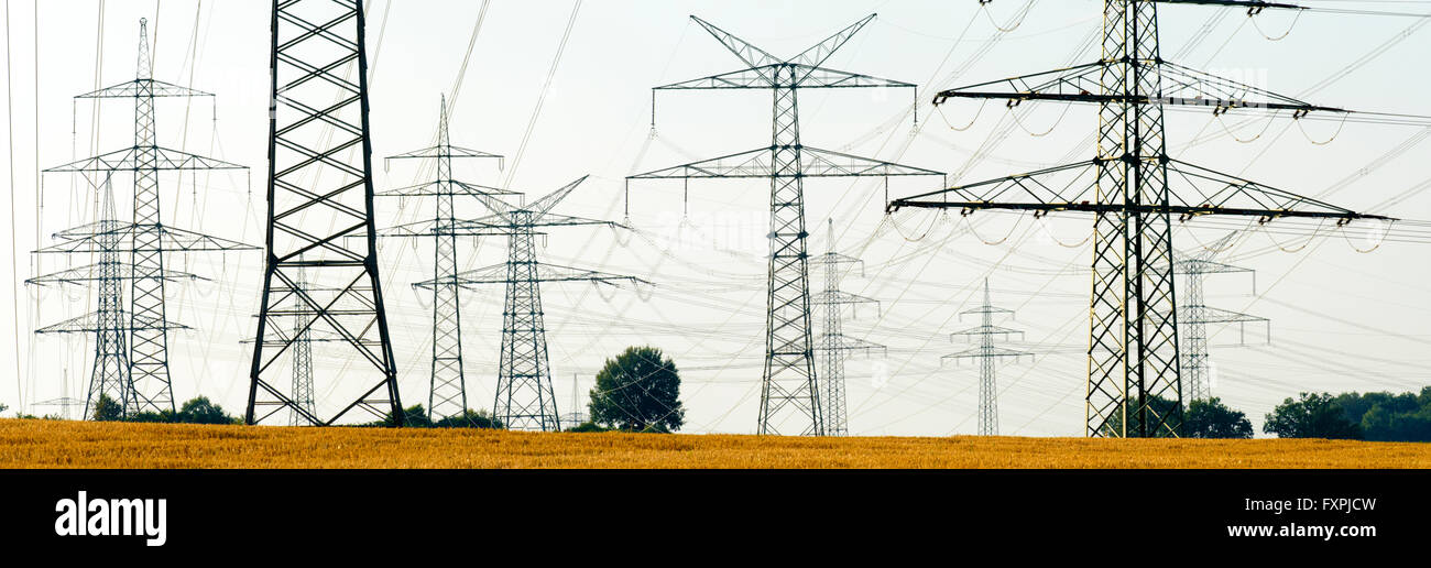 electricity and power poles in Germany Stock Photo - Alamy