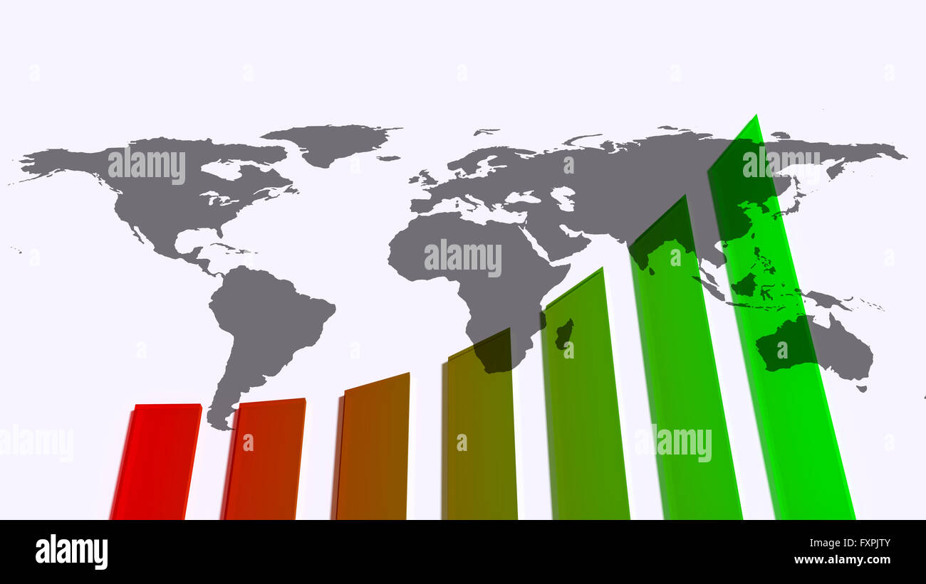 Growth chart with earth map Stock Photo - Alamy