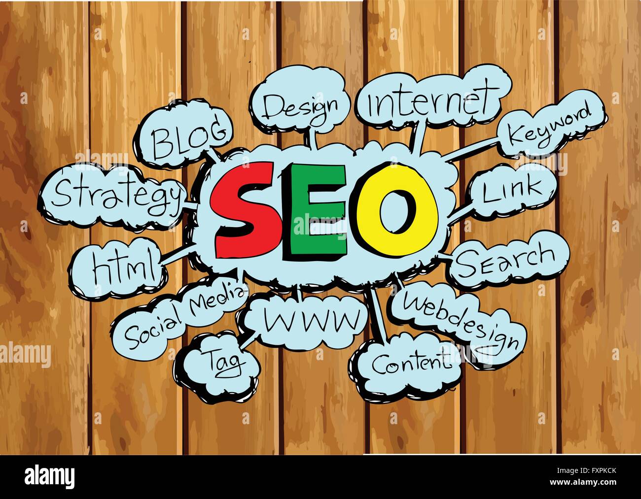 Seo Idea SEO Search Engine Optimization on wood background planks ...