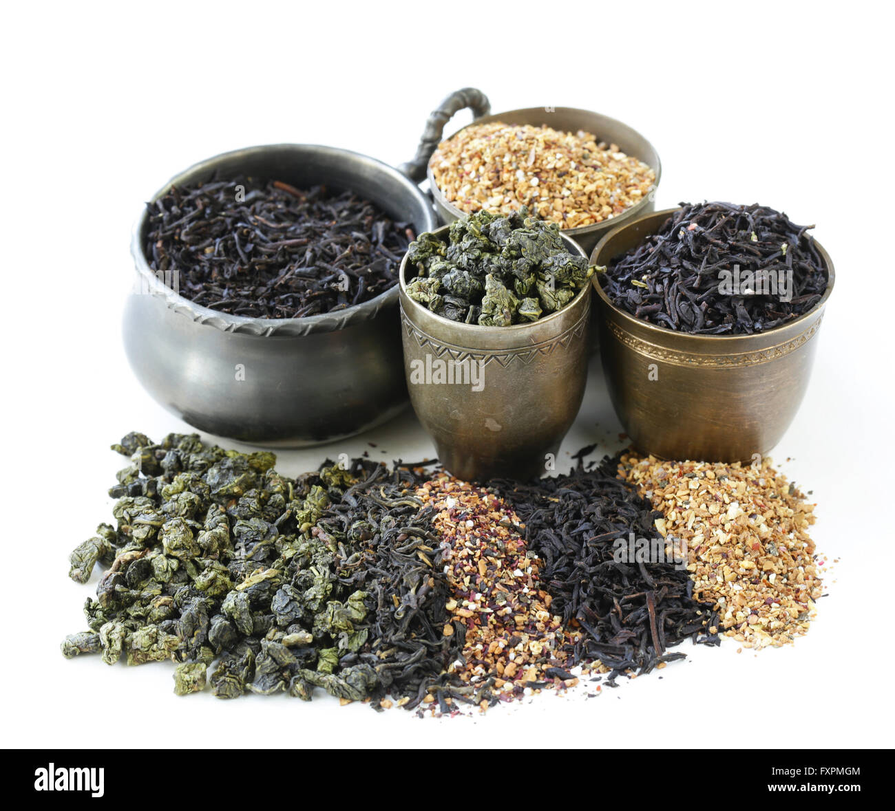 different varieties of dry tea (black,white,green Stock Photo - Alamy