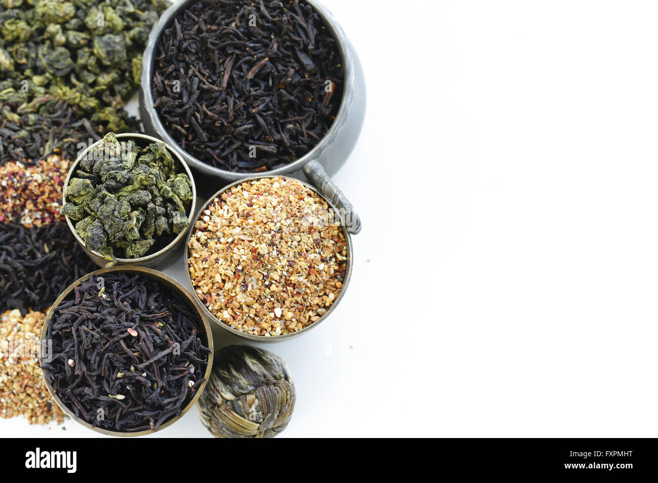 different varieties of dry tea (black,white,green Stock Photo - Alamy