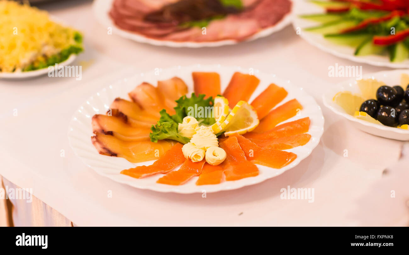 Assorted fish on a plate Stock Photo - Alamy