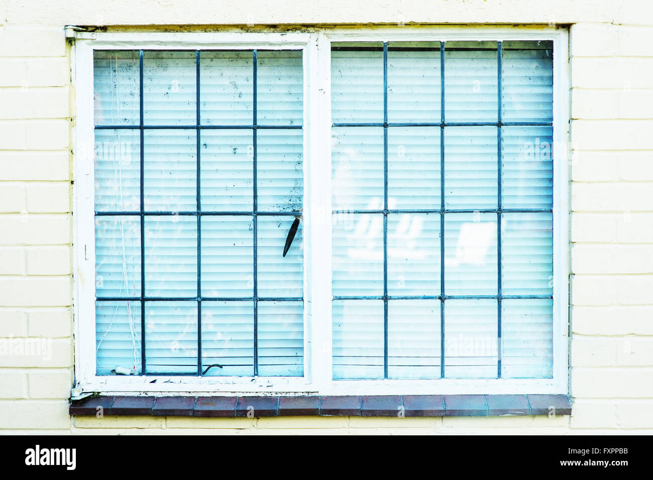 Glazed Old Fashion Leaded Window Set In a Painted Brick Wall Stock ...