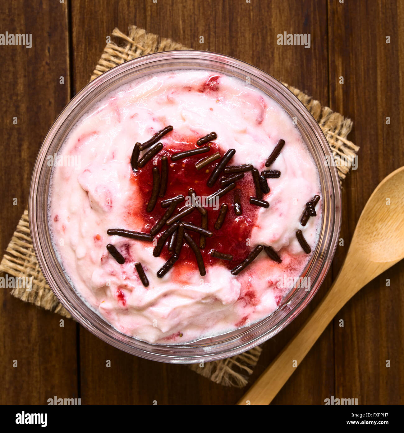 Strawberry fool, an English dessert made of whipped cream and stewed ...