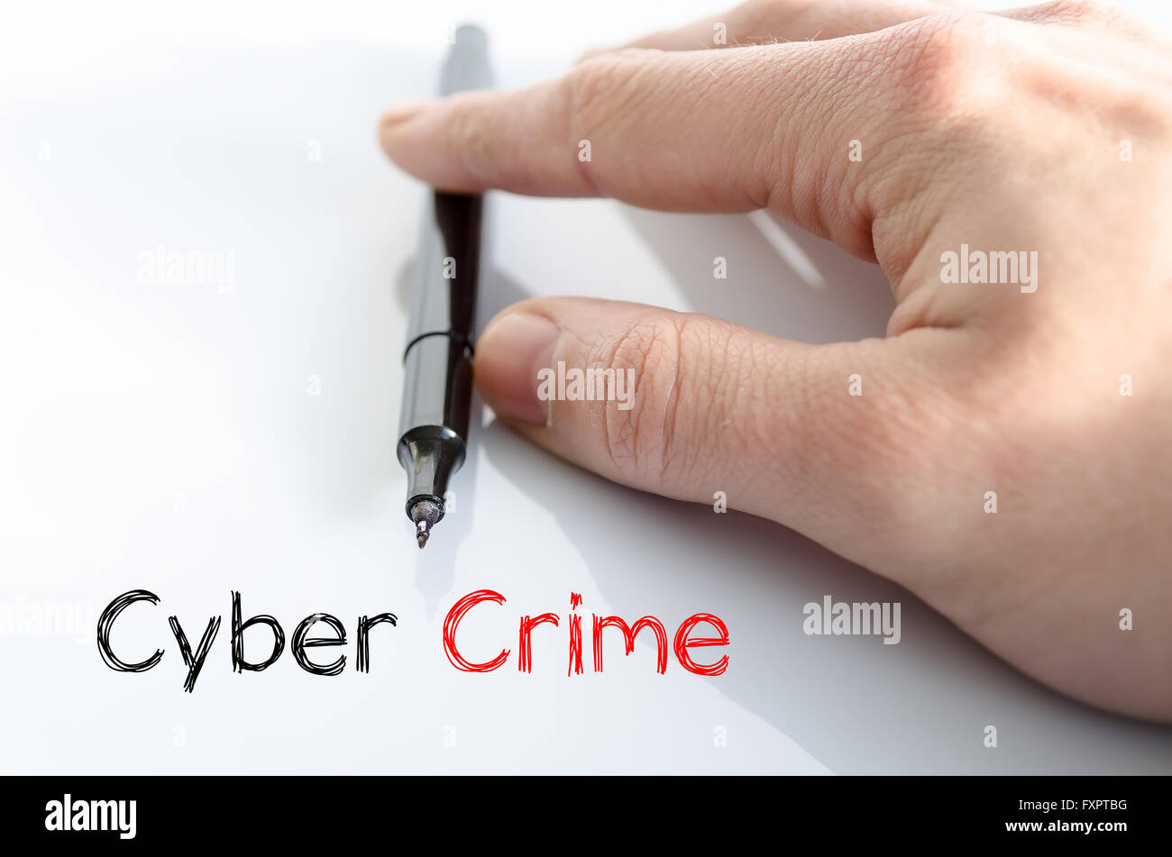 Cyber crime note in business man hand Stock Photo - Alamy