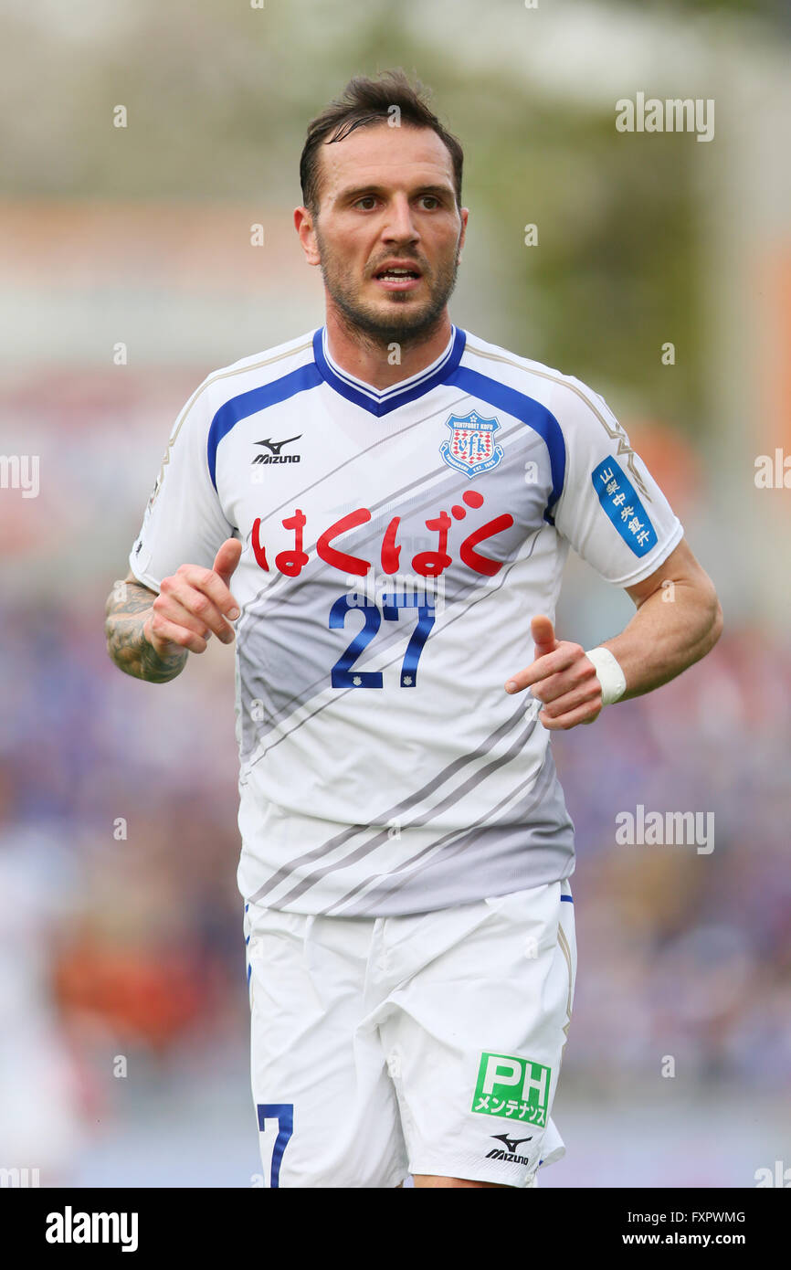 Saitama, Japan. 16th Apr, 2016. Billy Celeski (Ventforet) Football ...