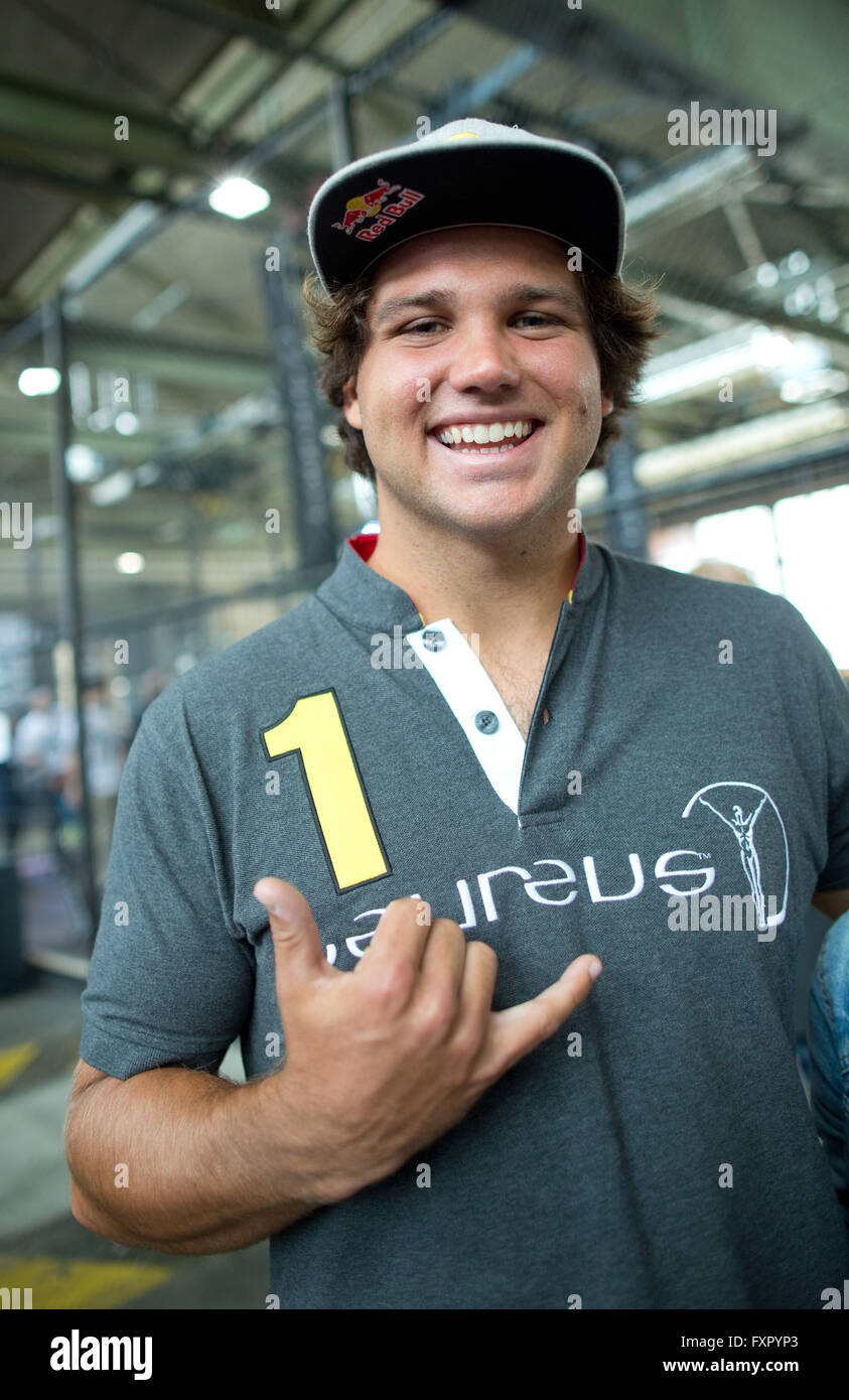 Berlin, Germany. 17th Apr, 2016. Windsurfer Philip Koester attends the ...