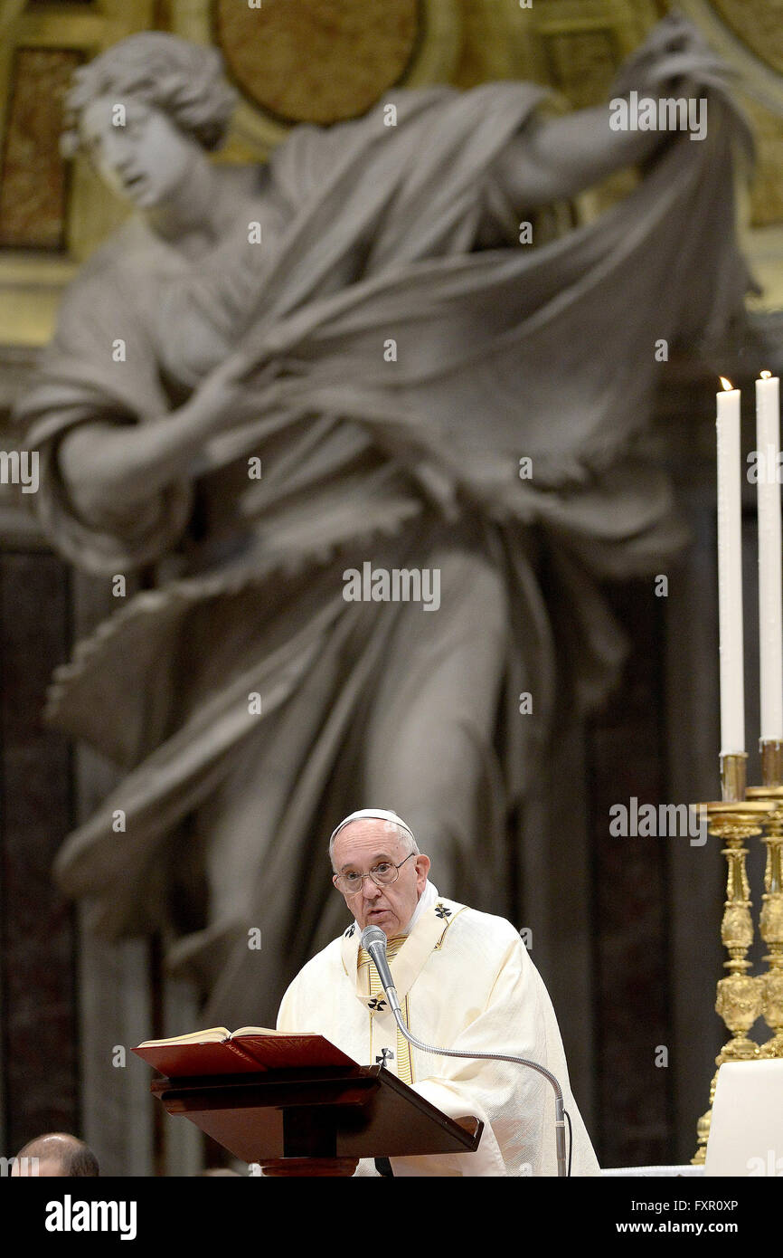 Vatican. 17th Apr, 2016. In St. Peter's Basilica, Pope Francis has ...