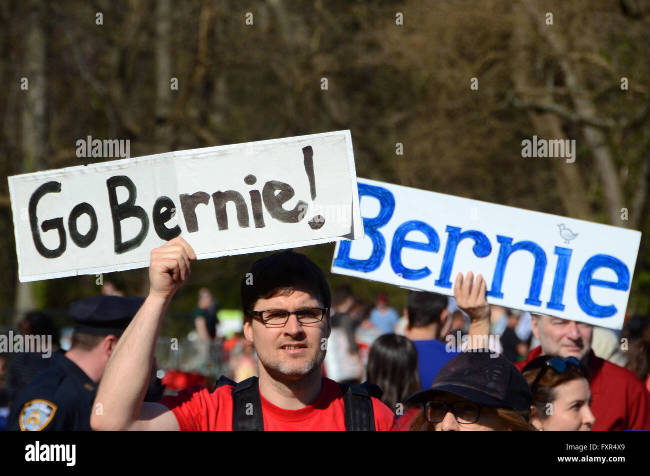 Brooklyn, New York, USA. 17th April, 2016. go bernie sign slogan Bernie ...