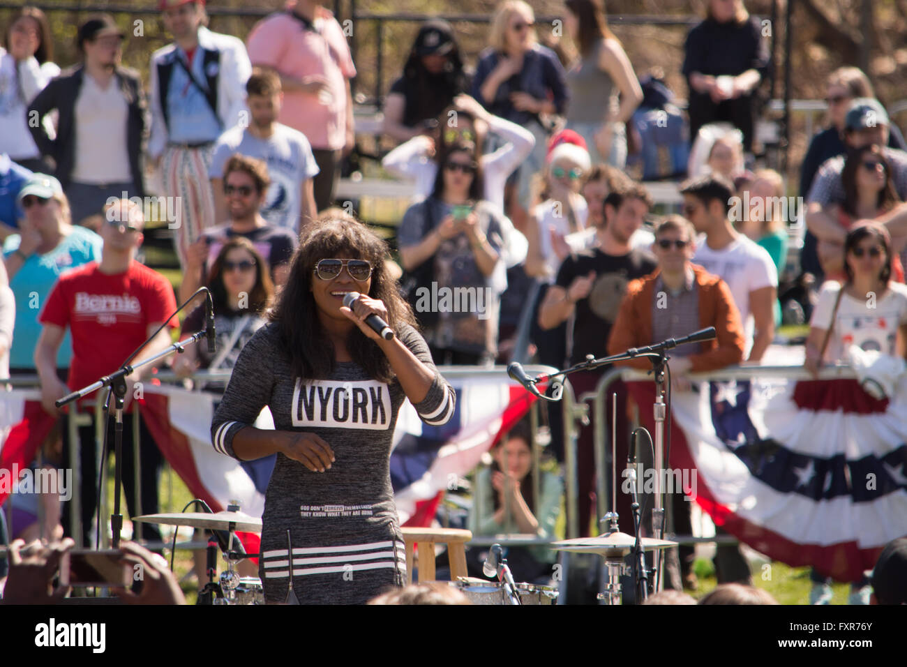 Tanya Stevens, Jamaican reggae singer, performs at Bernie Sanders rally ...