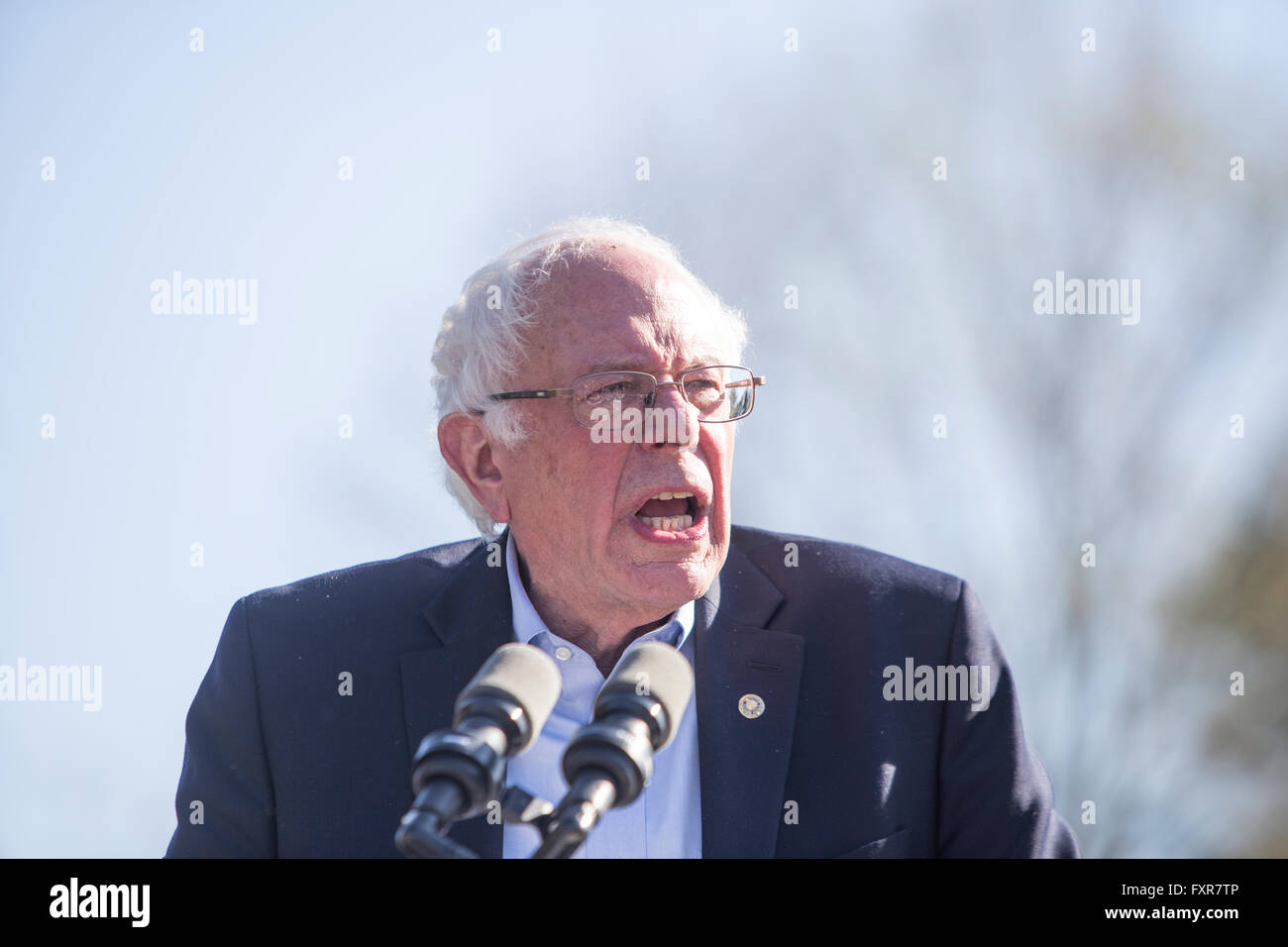 New York City, United States. 17th Apr, 2016. Senator Sanders speaks to ...