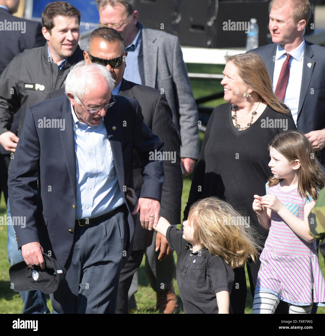 New York City, United States. 17th Apr, 2016. Senator Sanders arrives ...
