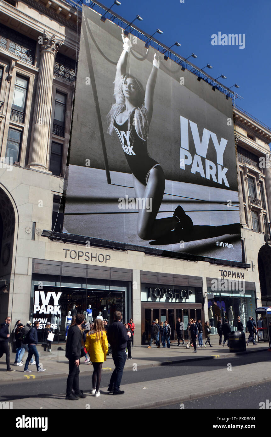 London, UK, 17 Arpil 2016, Giant poster advertising Beyoncé's Ivy Park ...