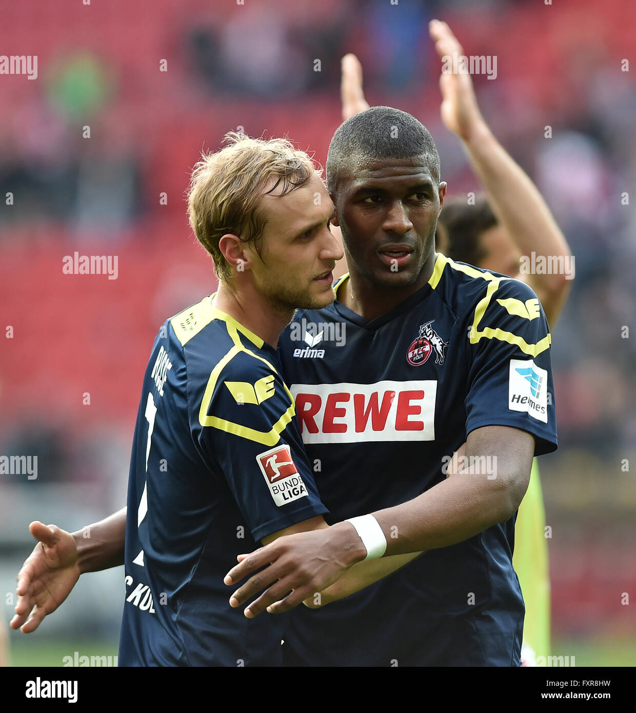 Mainz, Germany. 17th Apr, 2016. Cologne's Marcel Risse (L) and Anthony ...