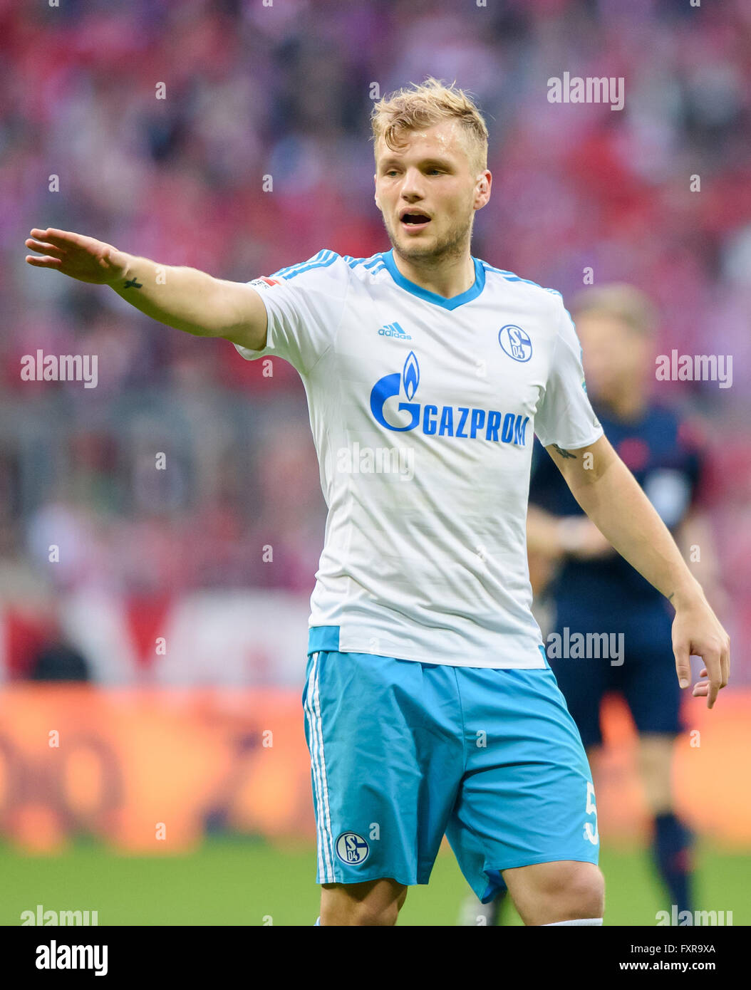 Munich, Germany. 16th Apr, 2016. Schalke's Johannes Geis reacts during ...