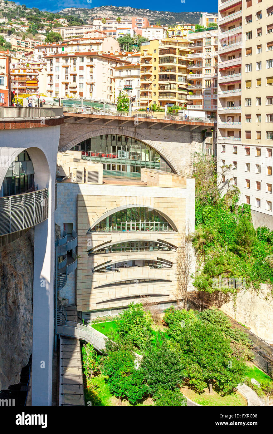 Cityscape and Gare de Monaco of Monte Carlo. Principality of Monaco ...
